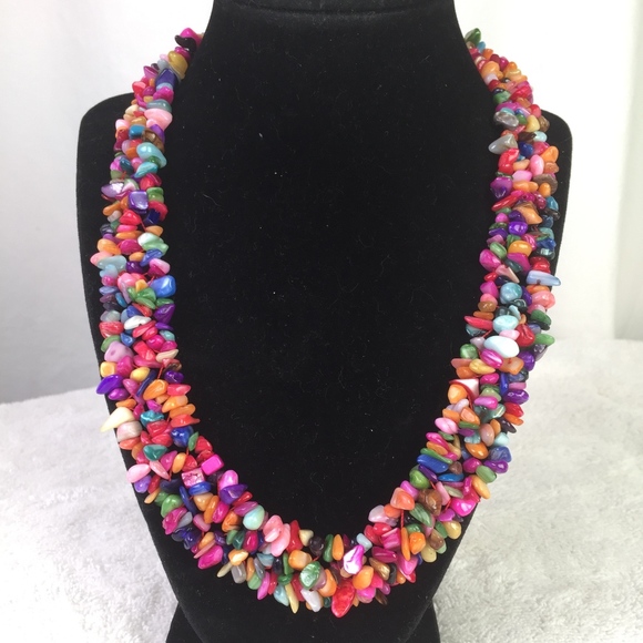 Jewelry | Multi Colored Shell Carpet Necklace | Poshmark
